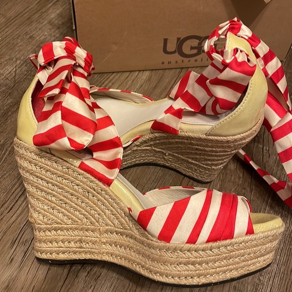 UGG | Shoes | Ugg Espadrille Luciana Stripe Red And White Size 7 | Poshmark